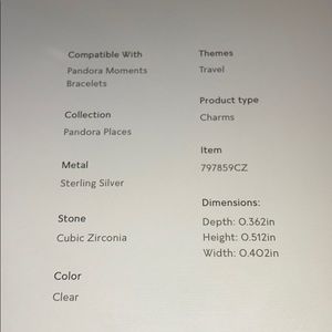Pandora | Jewelry | New Pandora Backpack Charm 0 Authentic | Poshmark